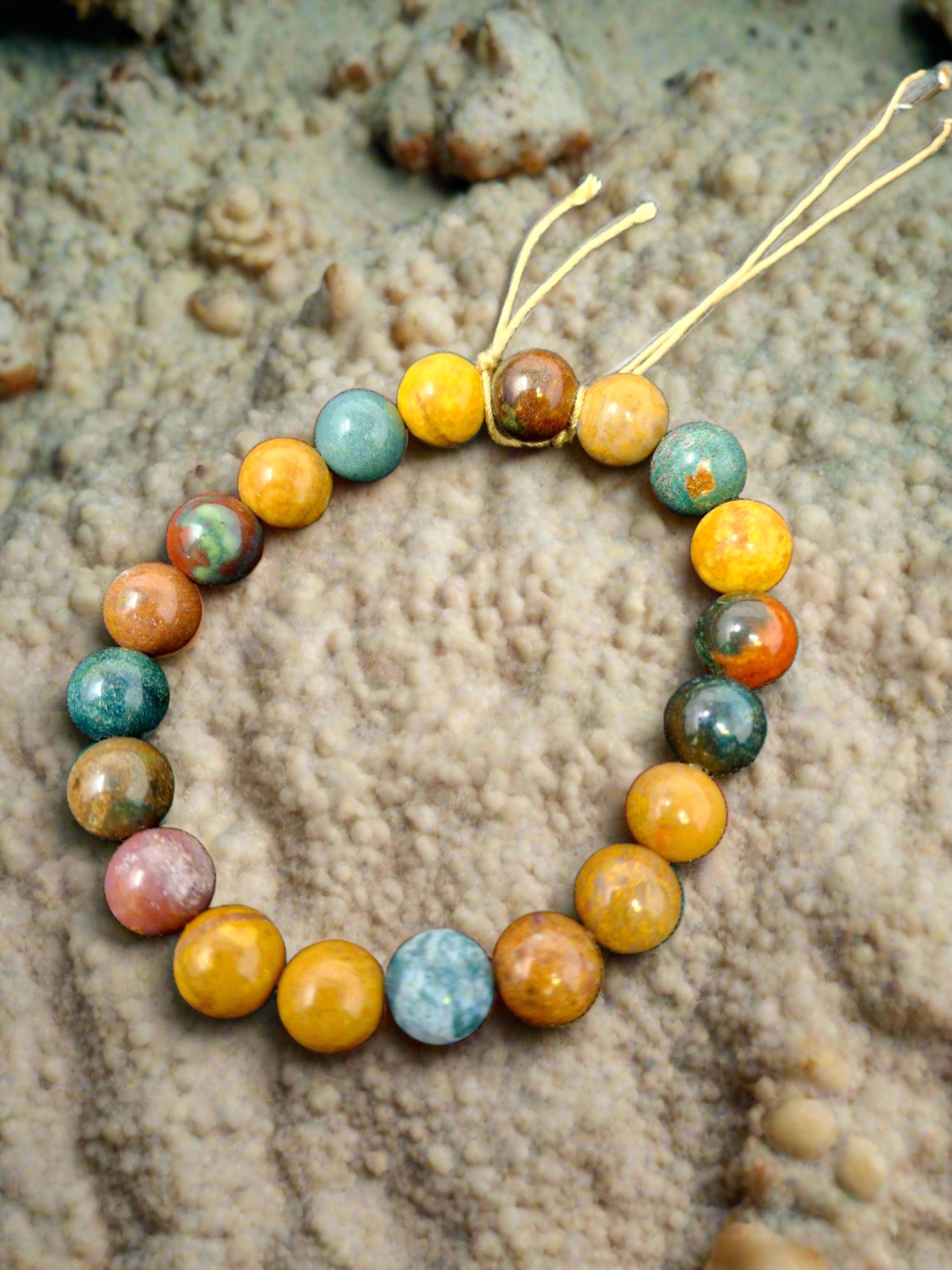 Energy Bead Bracelets Ocean Jasper 8mm – Pickeyweedz